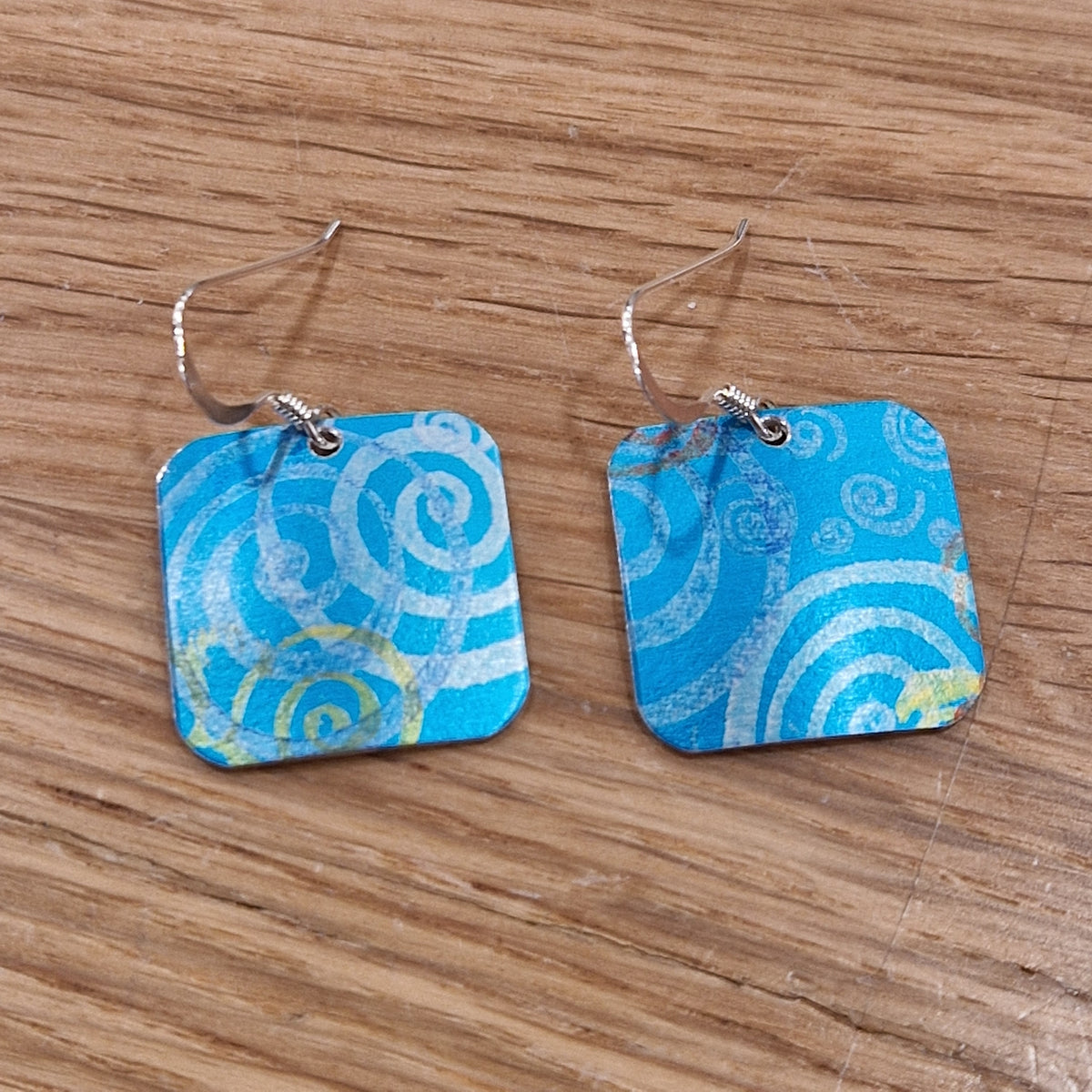 Aluminium Crystal Blue Square Earrings – Lauren May Jewellery
