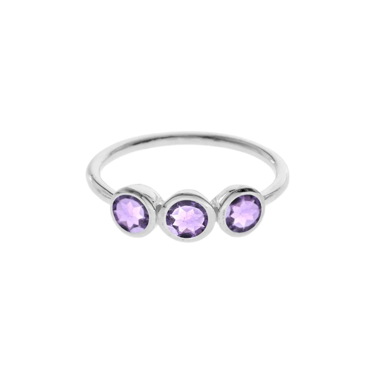 Silver & Amethyst 3 Stone Ring – Lauren May Jewellery